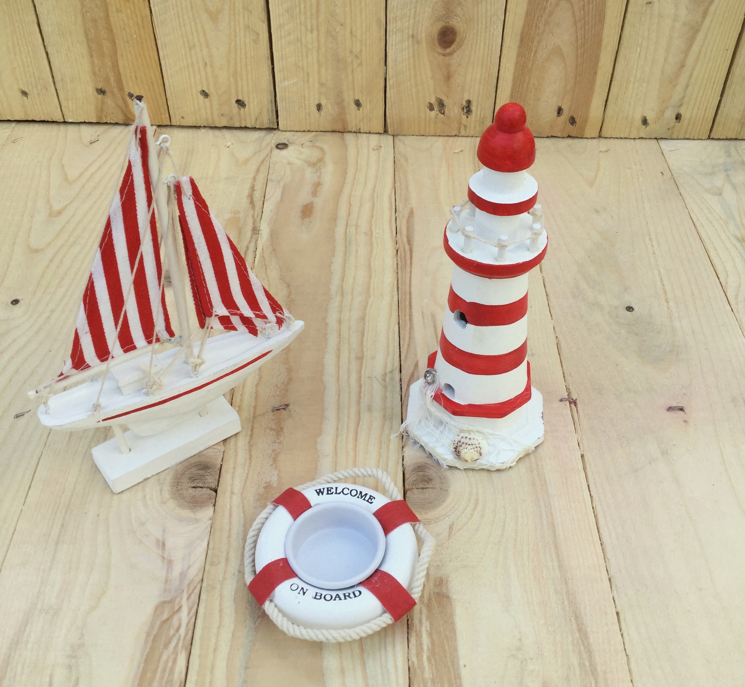 3 er Set maritime Deko blau-weiss – Strandliebe