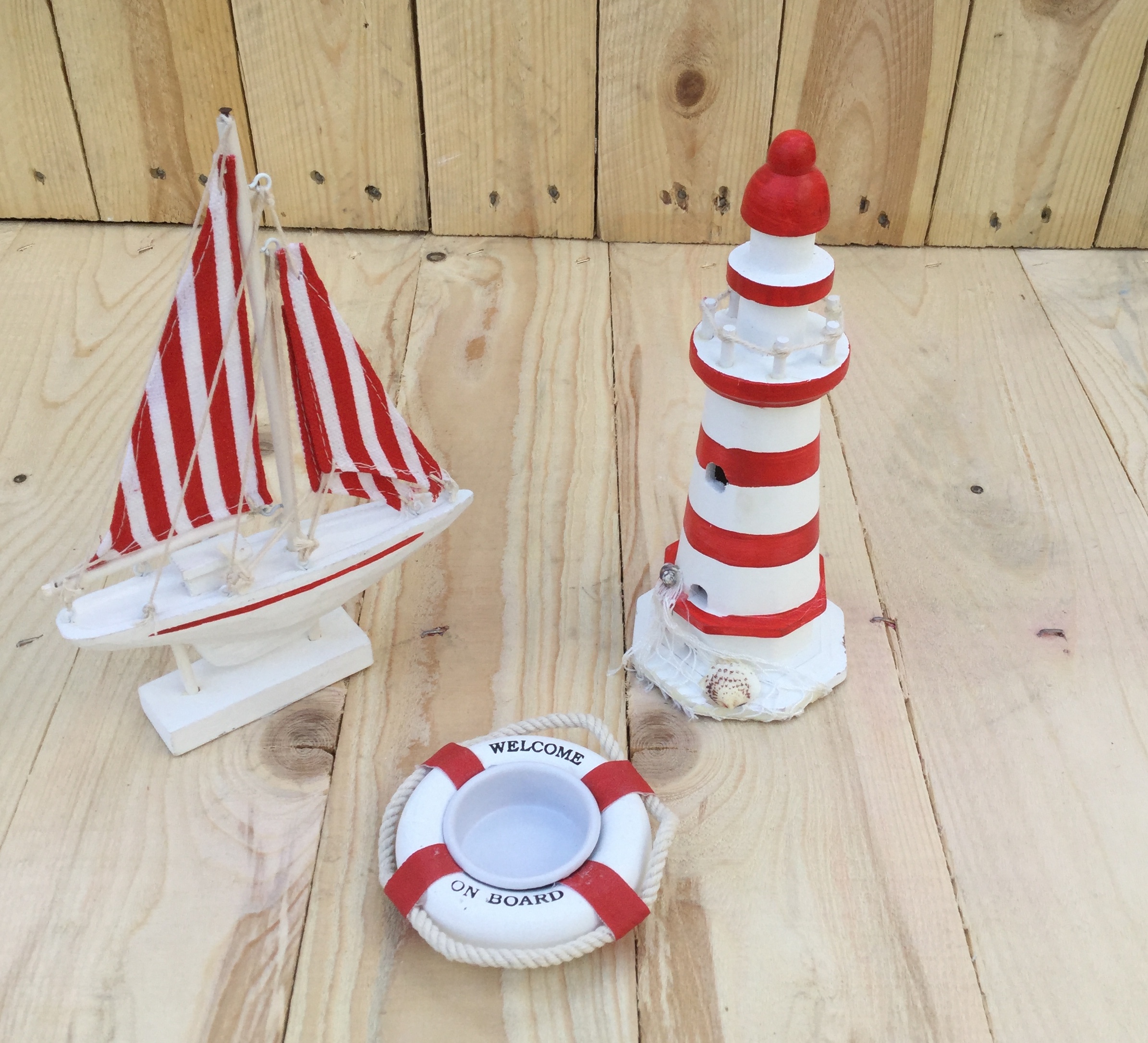 3 er Set maritime Deko blau-weiss – Strandliebe